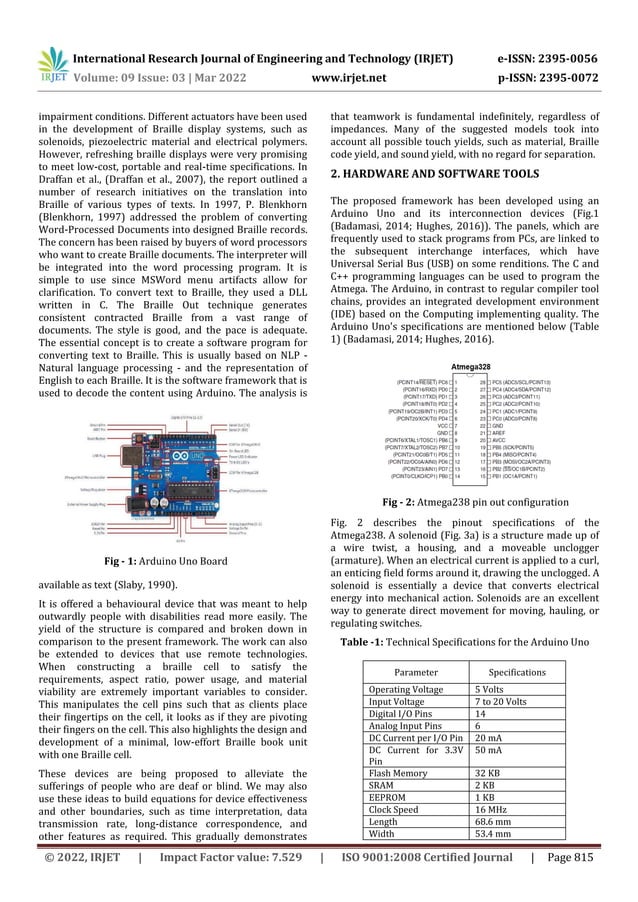 Design of Text-to-Braille Digitized Device based on Android and Arduino Uno with Remote Module ...