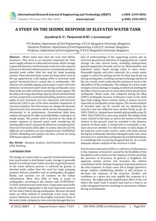 A STUDY ON THE SEISMIC RESPONSE OF ELEVATED WATER TANK | PDF
