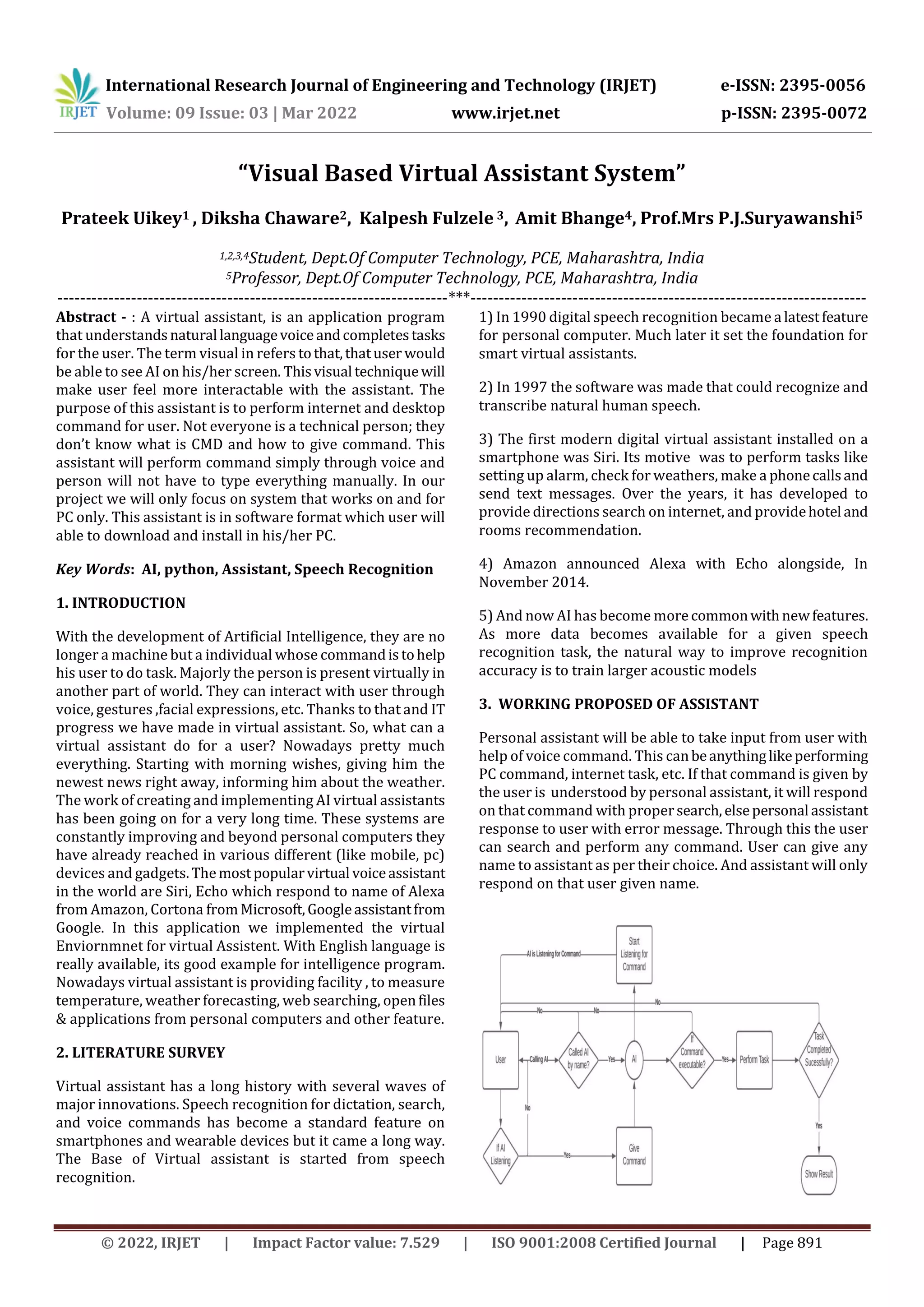 “Visual Based Virtual Assistant System” | PDF