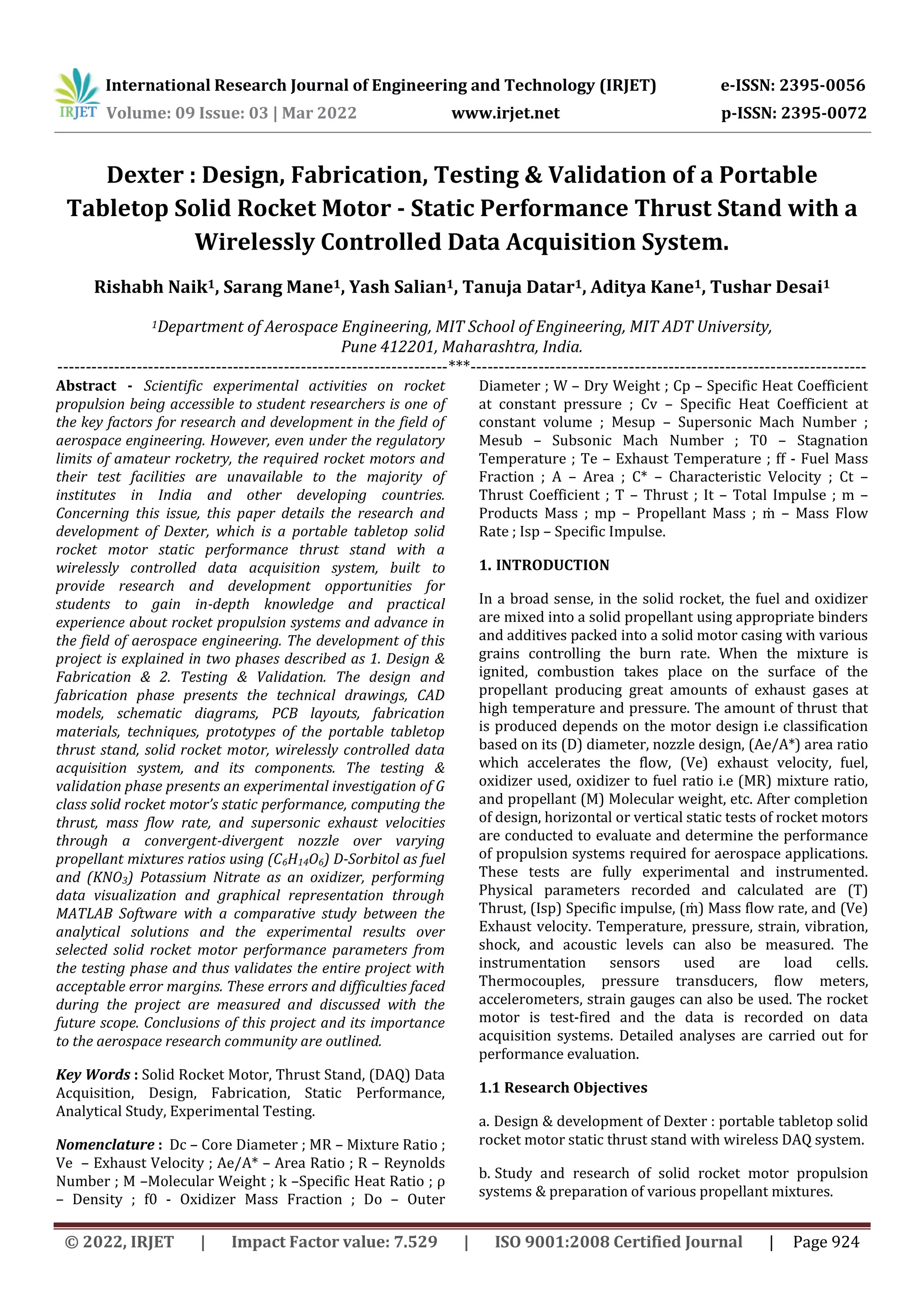 Dexter : Design, Fabrication, Testing & Validation of a Portable ...