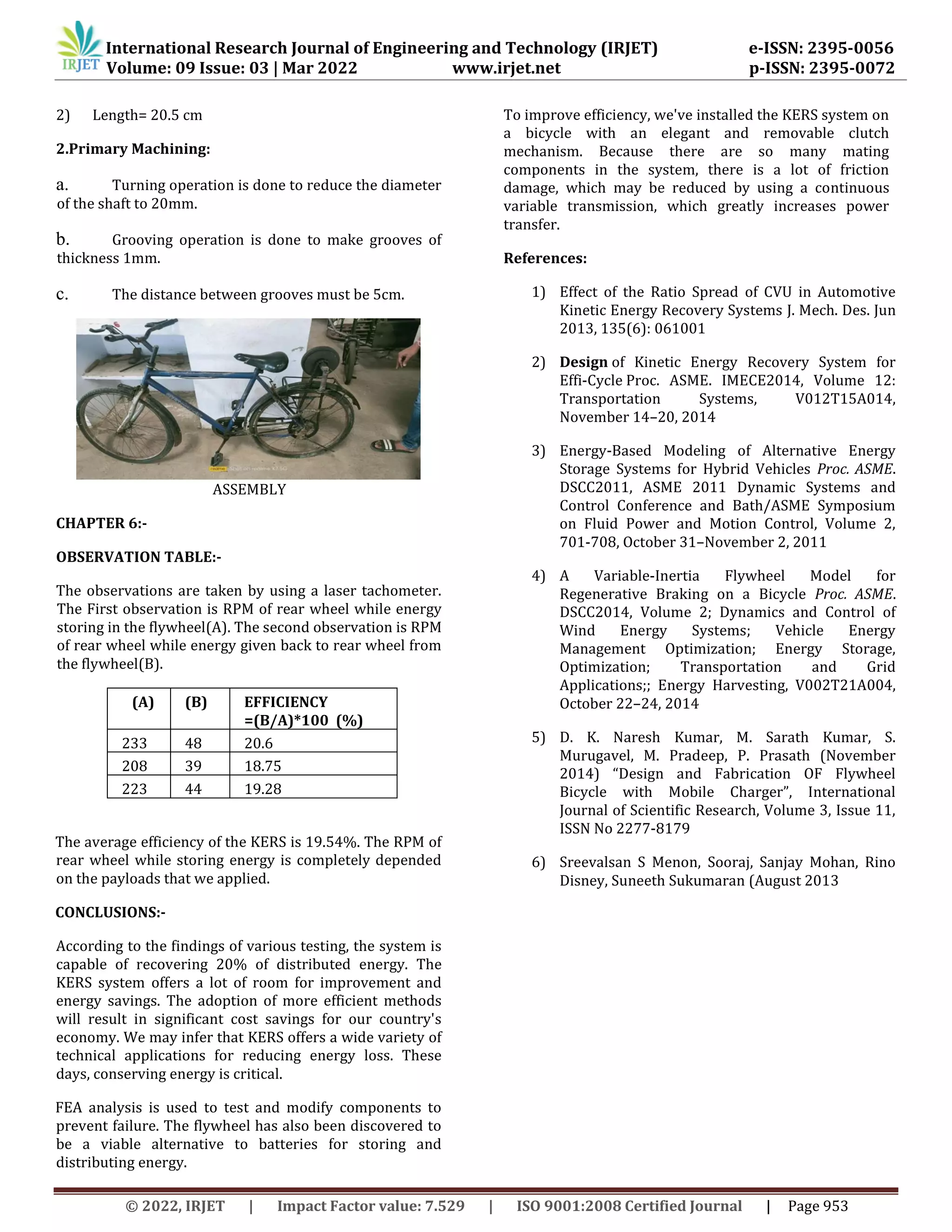 Design and Analysis of Kinetic Energy Recovery System using Flywheel in ...