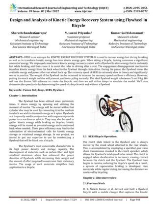 Design and Analysis of Kinetic Energy Recovery System using Flywheel in ...