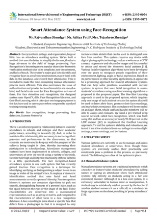 Smart Attendance System using Face-Recognition | PDF