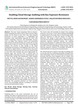 Enabling Cloud Storage Auditing with Key Exposure Resistance | PDF