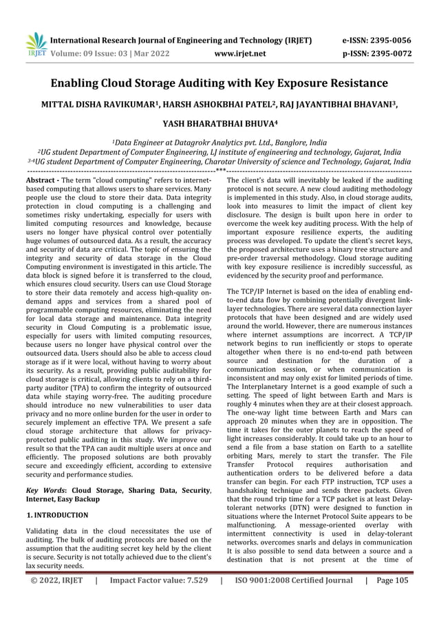 Enabling Cloud Storage Auditing with Key Exposure Resistance | PDF