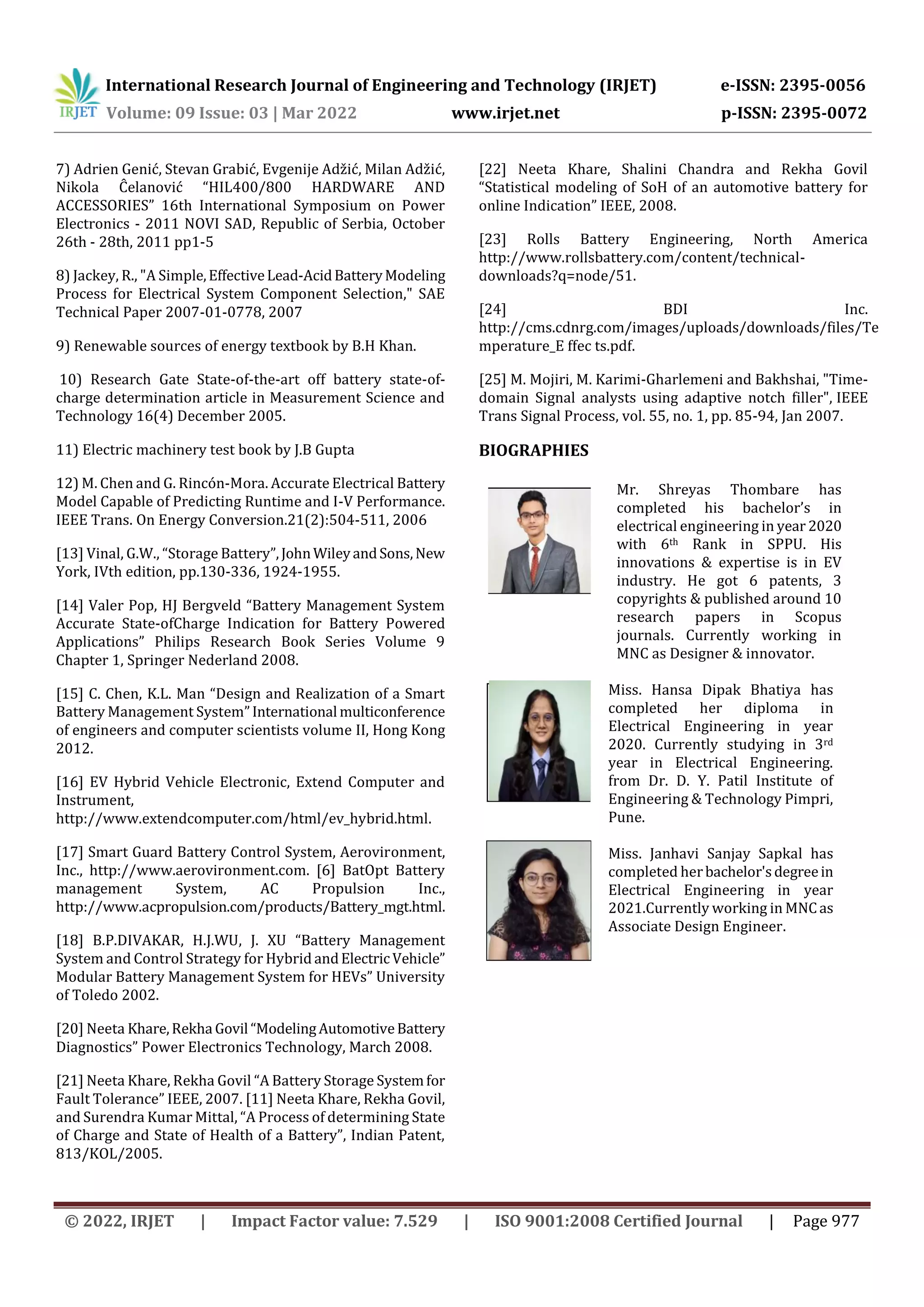 Design & Simulation of Battery management system in Electrical Vehicles Using MATLAB | PDF