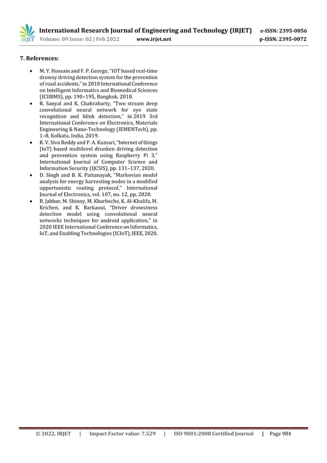 Drowsy Driving Detection System Using Iot Pdf