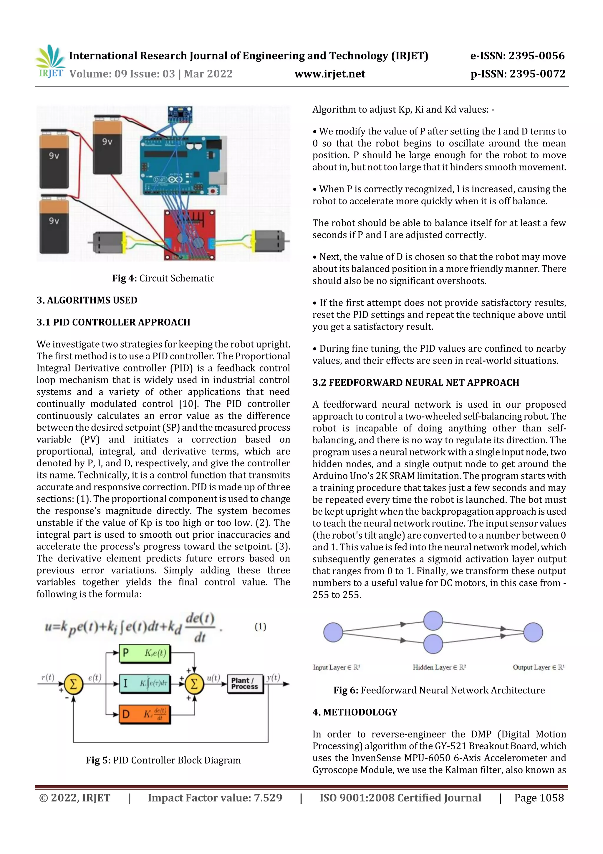 Design And Implementation Of A Self Balancing Two Wheeled Robot Driven By A Feed Forward