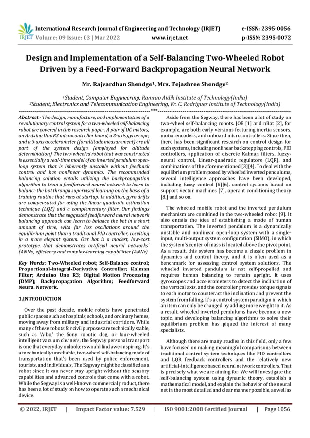 Design and Implementation of a Self-Balancing Two-Wheeled Robot Driven by a Feed-Forward ...