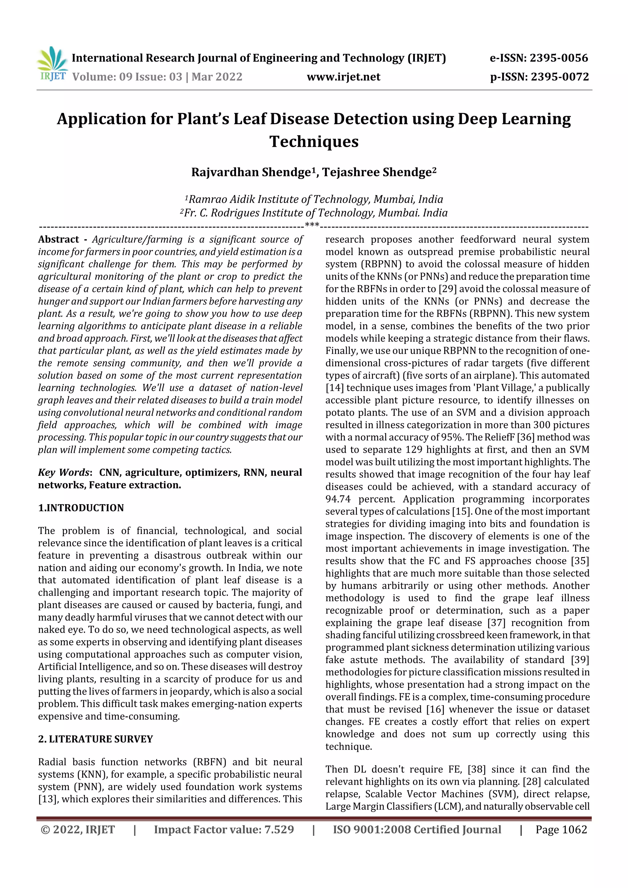 Application for Plant’s Leaf Disease Detection using Deep Learning ...