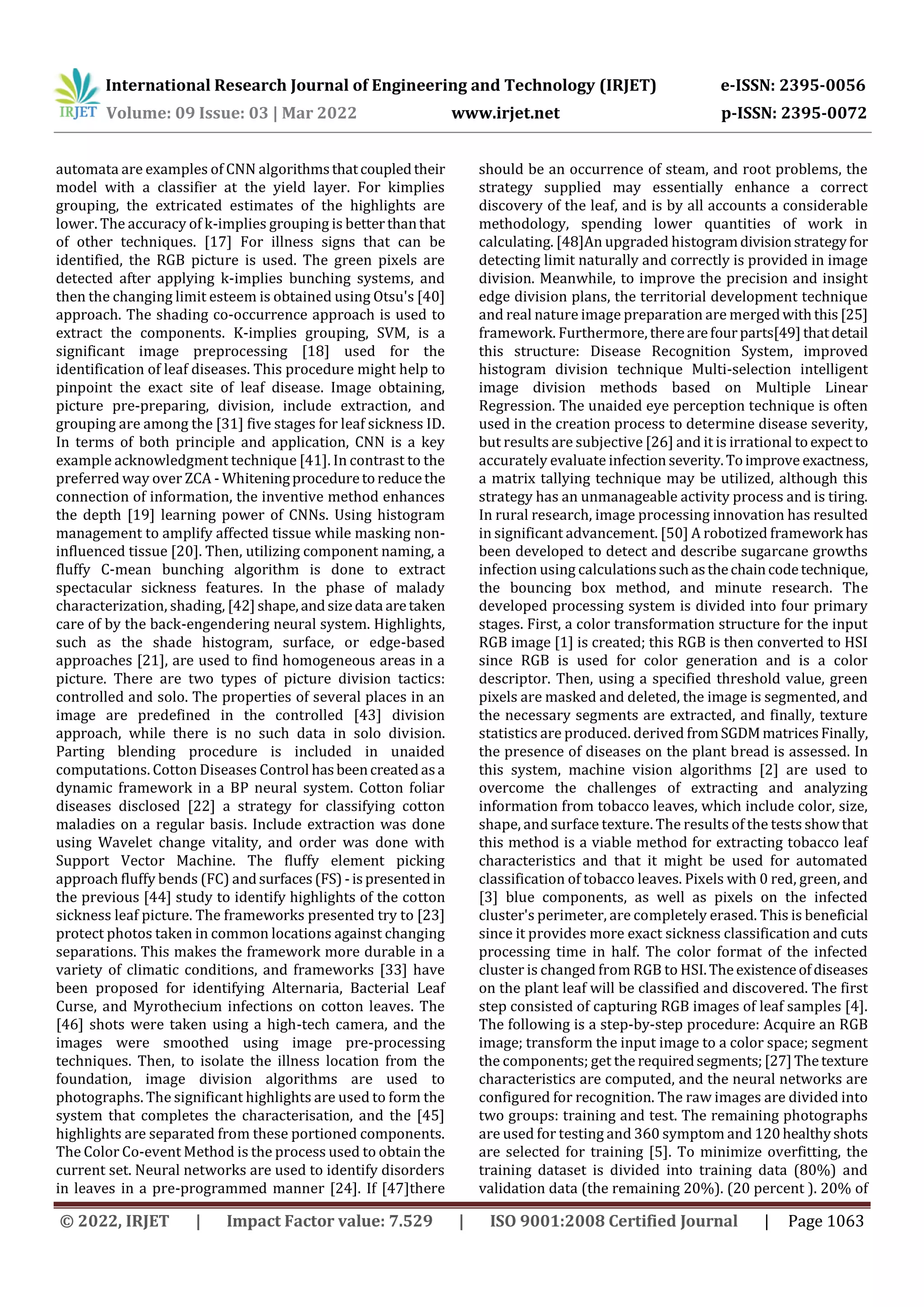 Application for Plant’s Leaf Disease Detection using Deep Learning Techniques | PDF
