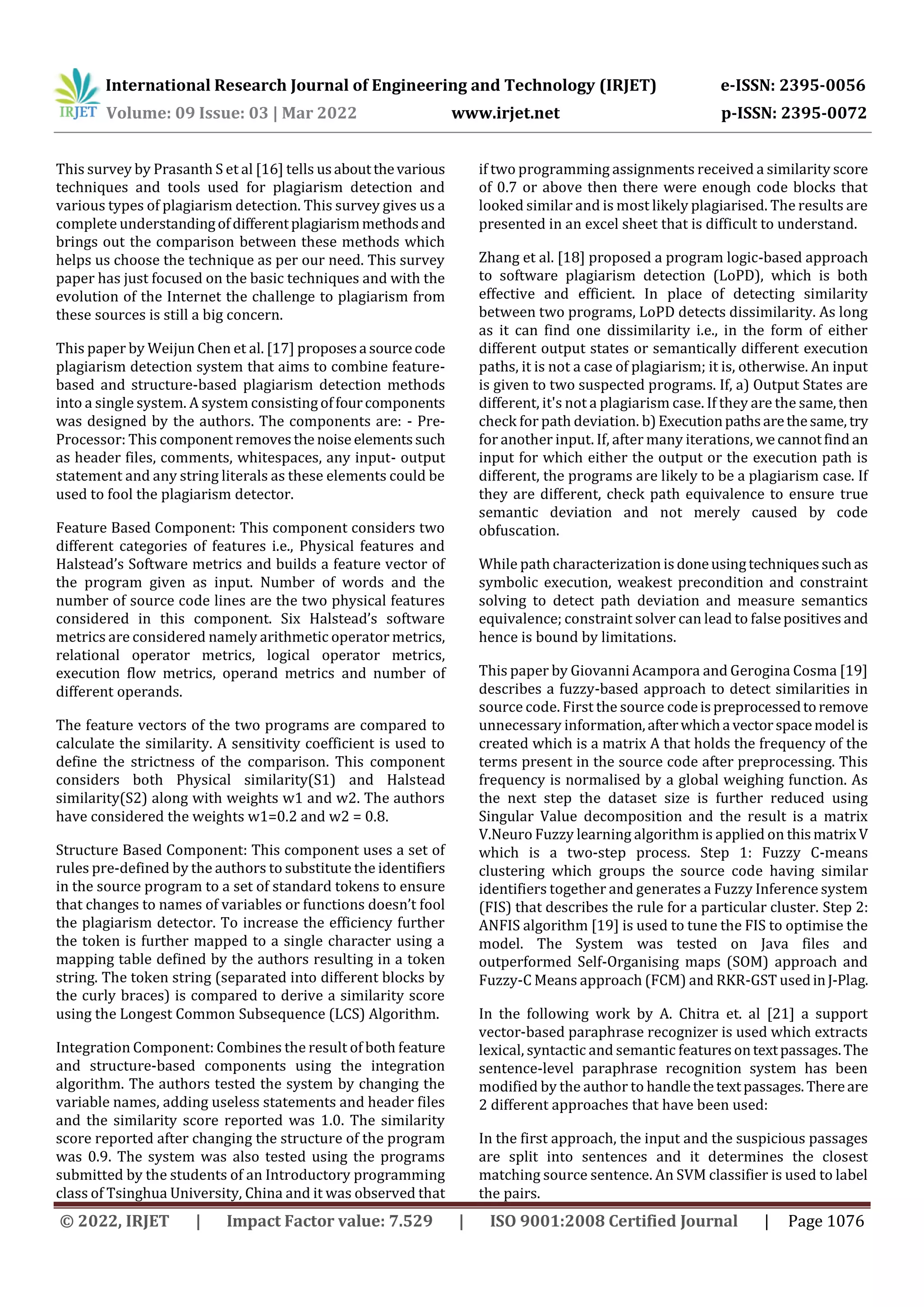 A Literature Review on Plagiarism Detection in Computer Programming Assignments | PDF