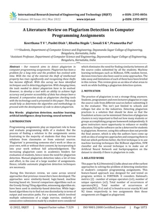 A Literature Review on Plagiarism Detection in Computer Programming Assignments | PDF