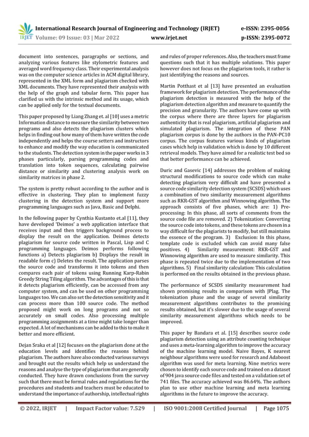 A Literature Review on Plagiarism Detection in Computer Programming Assignments | PDF