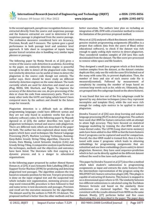 A Literature Review on Plagiarism Detection in Computer Programming Assignments | PDF