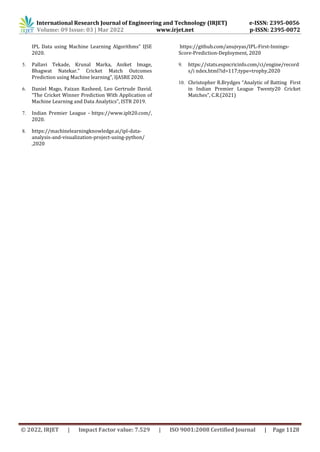 Analyzing and Predicting Outcomes of IPL Cricket Data | PDF
