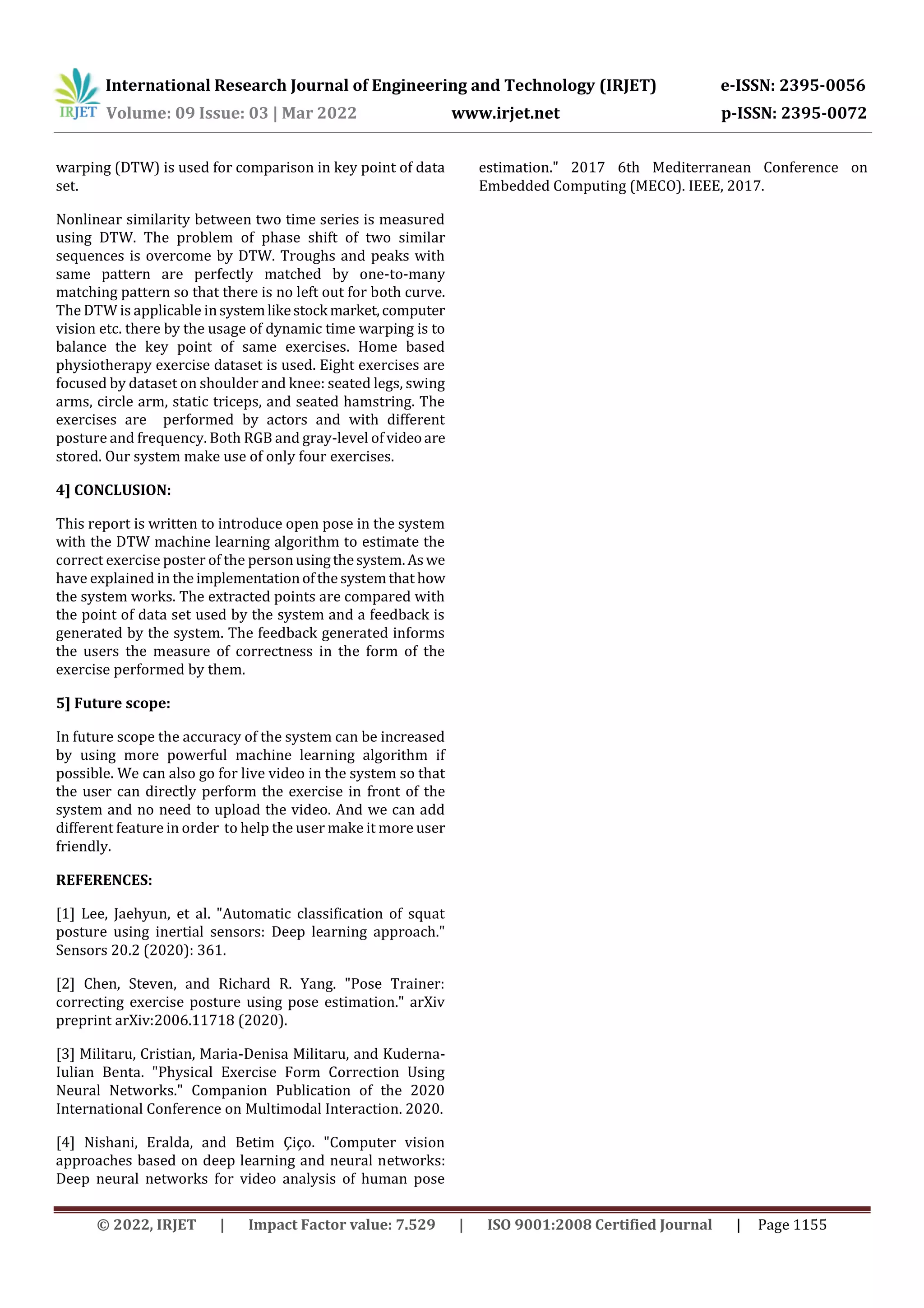 Pose Trainer: “An Exercise Guide and Assessment in Physiotherapy” | PDF