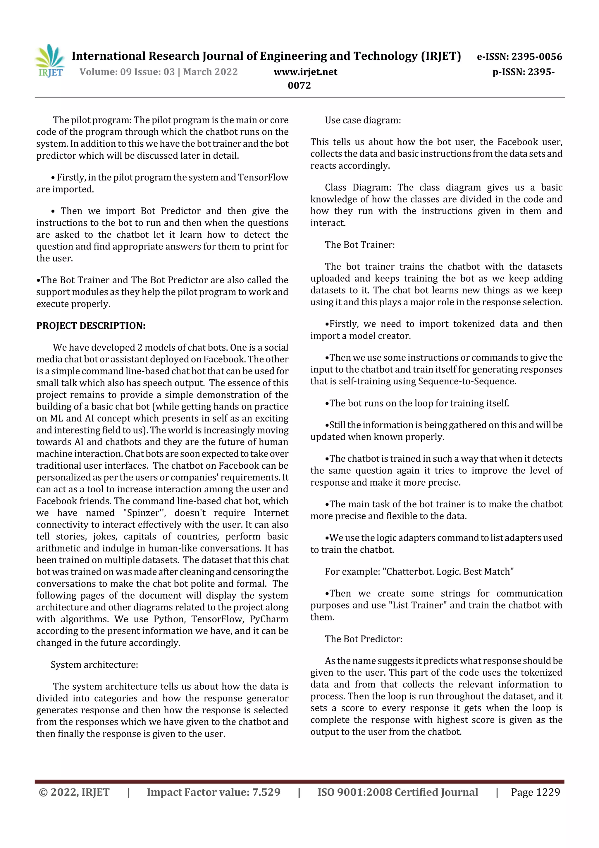 A Research Paper on HUMAN MACHINE CONVERSATION USING CHATBOT | PDF