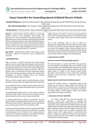 Fuzzy Controller for Controlling Speed of Hybrid Electric Vehicle | PDF | Green Vehicles | Auto Type