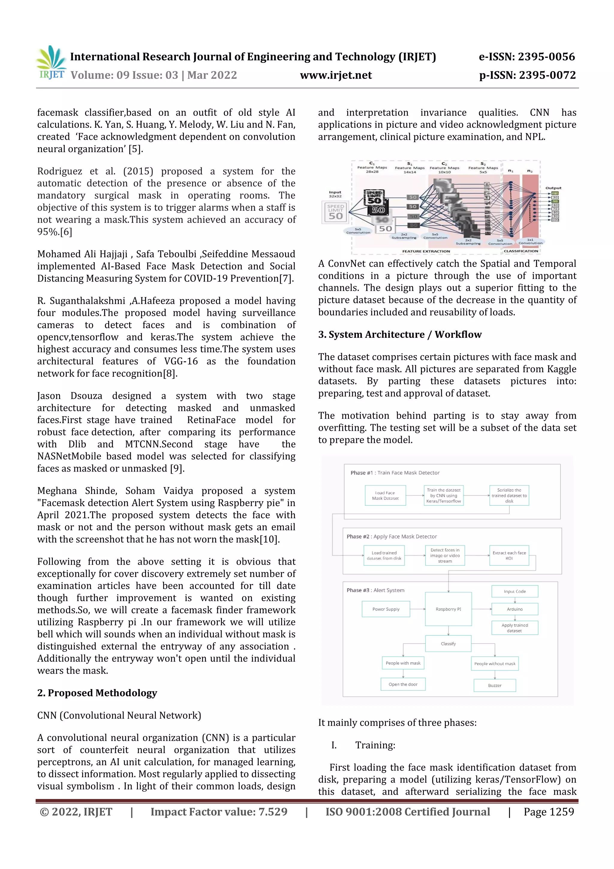 Survey On Face Mask Detection With Door Locking And Alert System Using