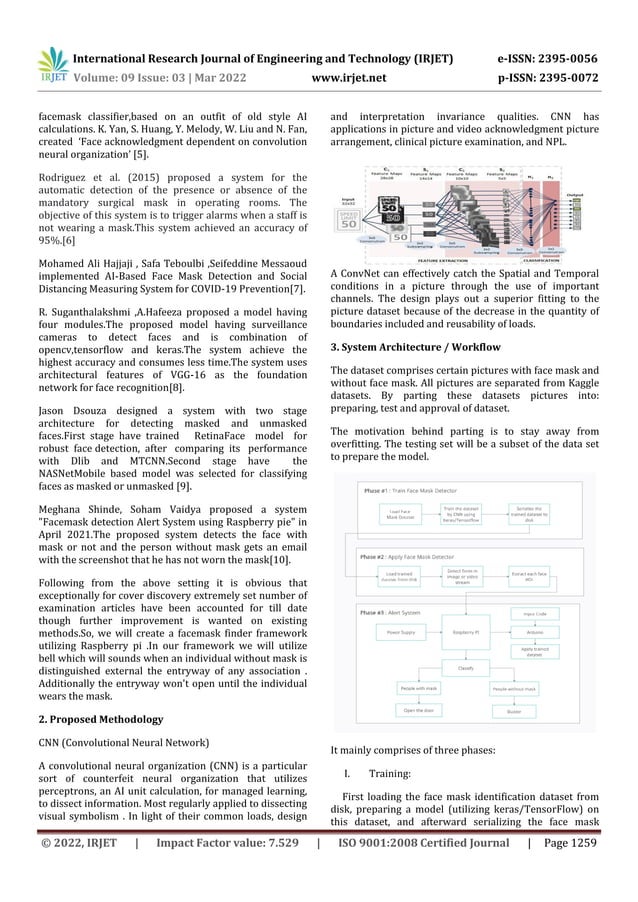 Survey On Face Mask Detection With Door Locking And Alert System Using Raspberry Pi Pdf