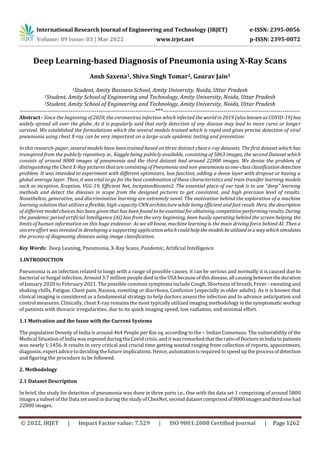 Deep Learning-based Diagnosis of Pneumonia using X-Ray Scans | PDF