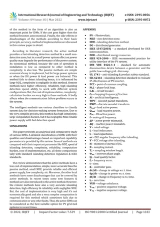 ANALYTICAL STUDY OF DIFFERENT TECHNIQUES FOR ISLANDING DETECTION OF PV GRID-TIED SYSTEM | PDF