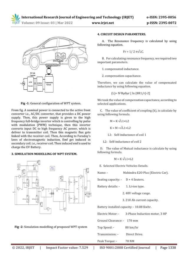 An Efficient Wireless Power Transfer Methodology for Electric Vehicle Battery Charging | PDF