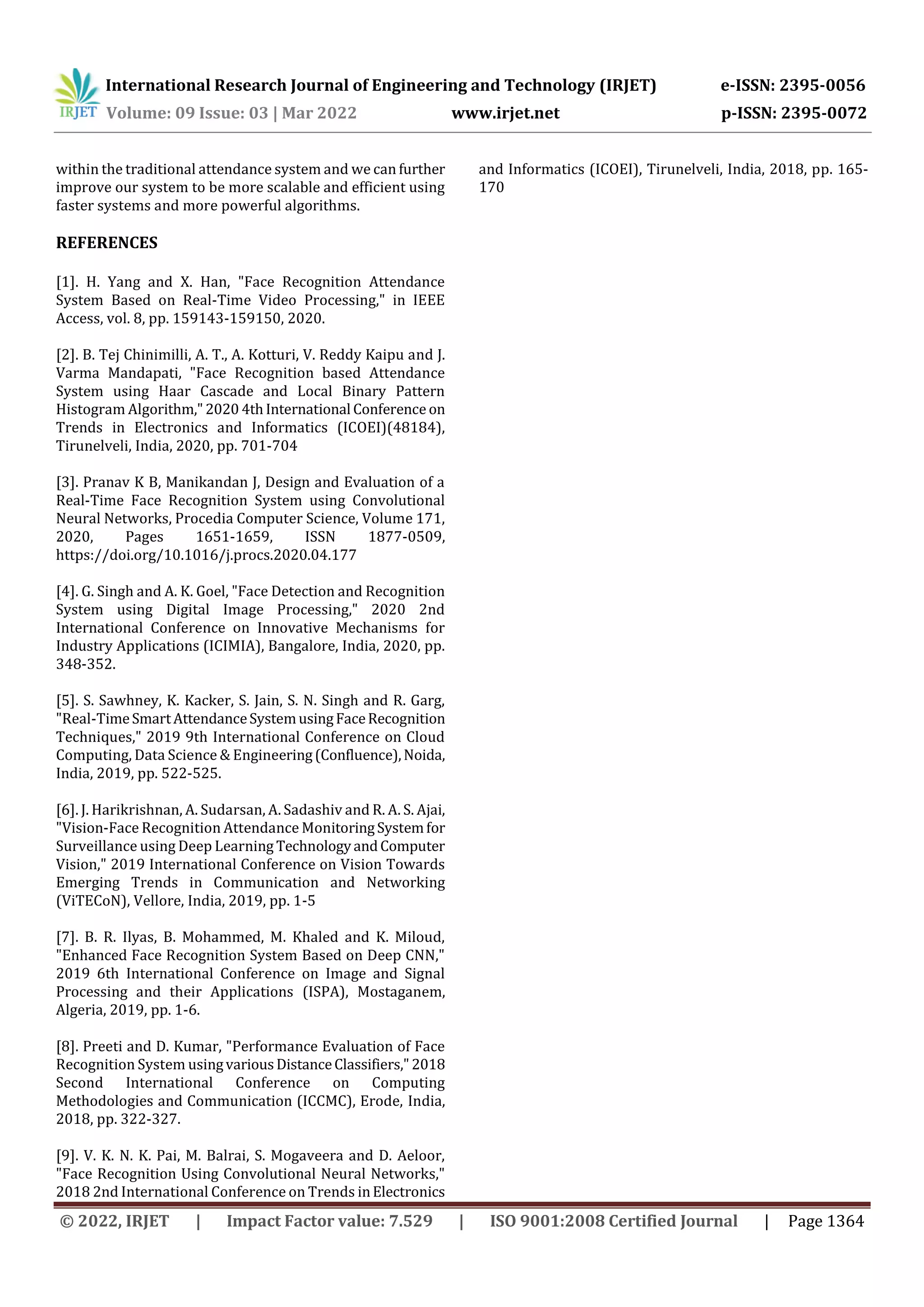 Attendance System using Face Recognition | PDF