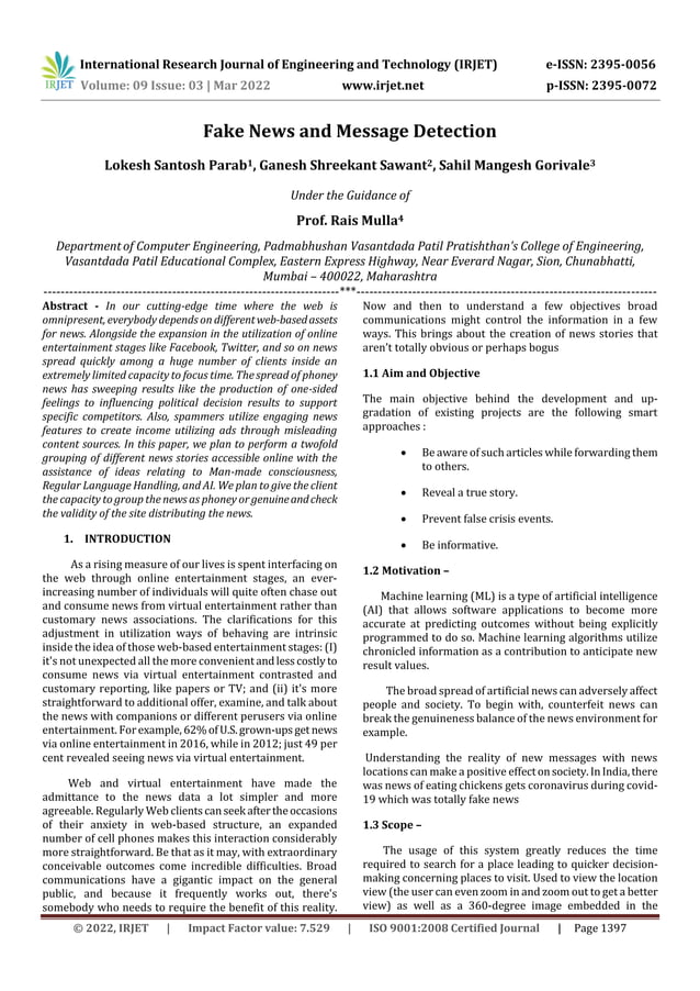 Fake News and Message Detection | PDF