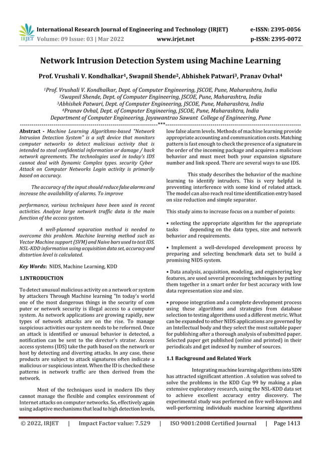 Network Intrusion Detection System Using Machine Learning Pdf Information And Network