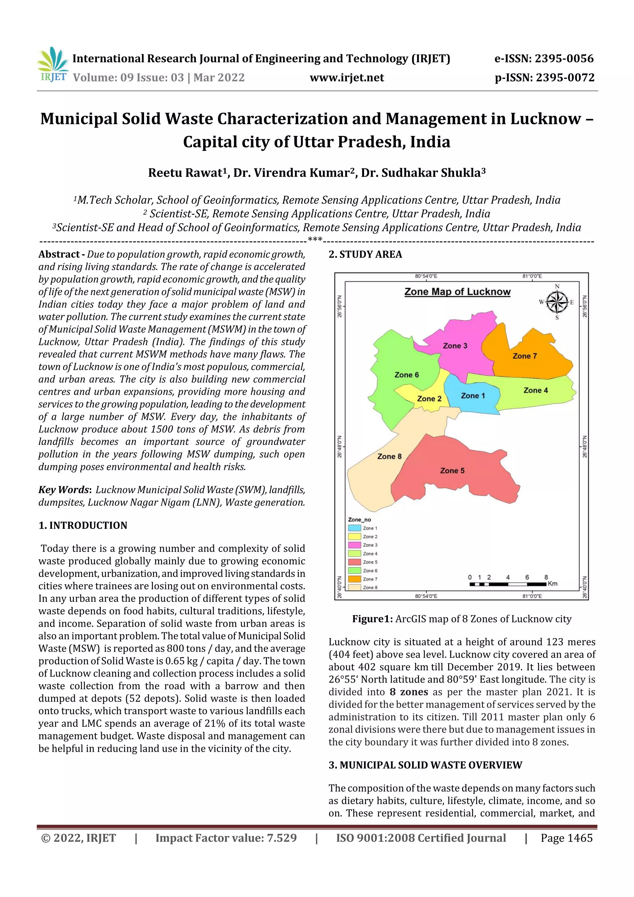 Municipal Solid Waste Characterization and Management in Lucknow ...