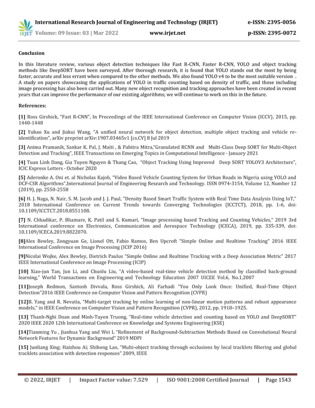 Traffic Management Using Iot And Deep Learning Techniques A Literature Survey Pdf