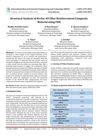 Structural Analysis of Kevlar-49 Fiber Reinforcement Composite Material ...