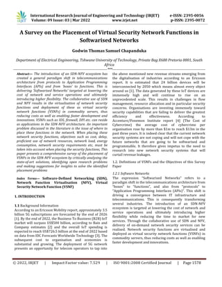 A Survey on the Placement of Virtual Security Network Functions in Softwarised Networks | PDF ...