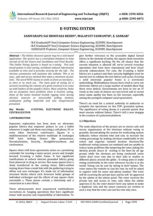 E-VOTING SYSTEM | PDF | Internet | Computing