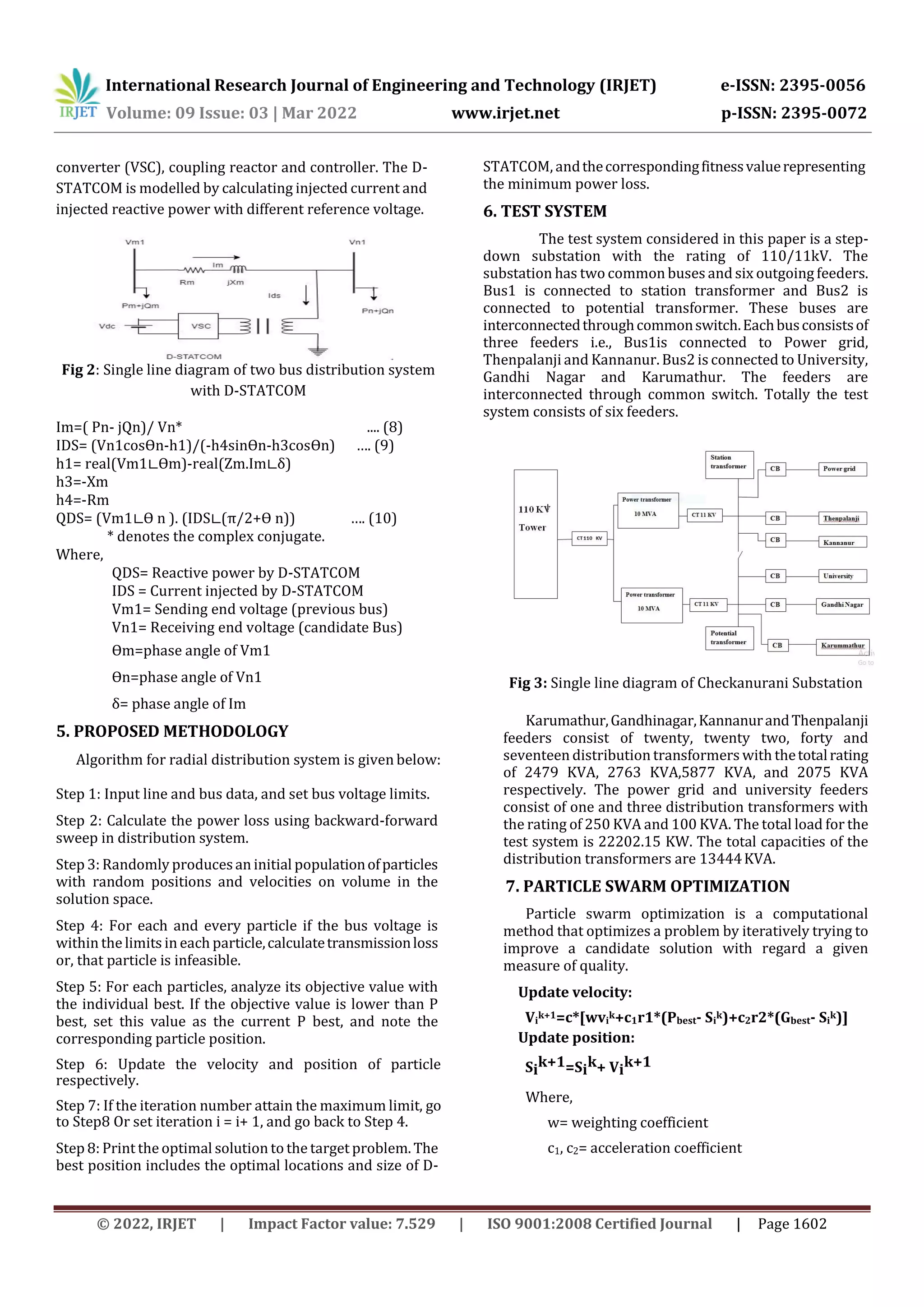 Optimal Siting And Sizing Of D Statcom Using Particle Swarm Optimization Pdf