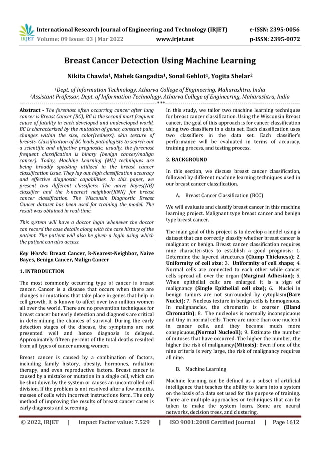 Breast Cancer Detection Using Machine Learning | PDF