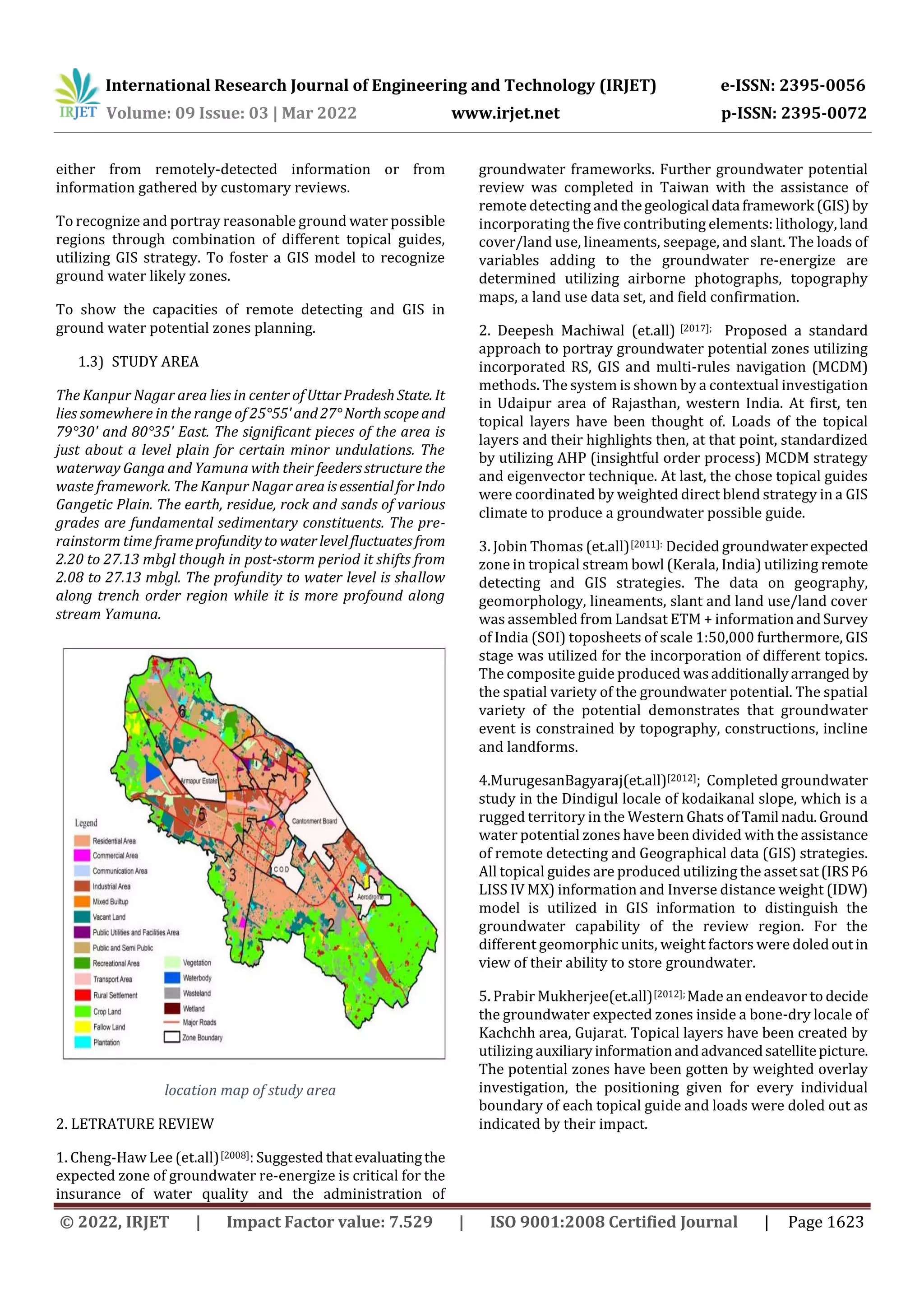 Demarcation of Ground Water Potential Zone of Kanpur City | PDF