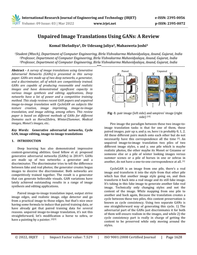 Unpaired Image Translations Using GANs: A Review | PDF