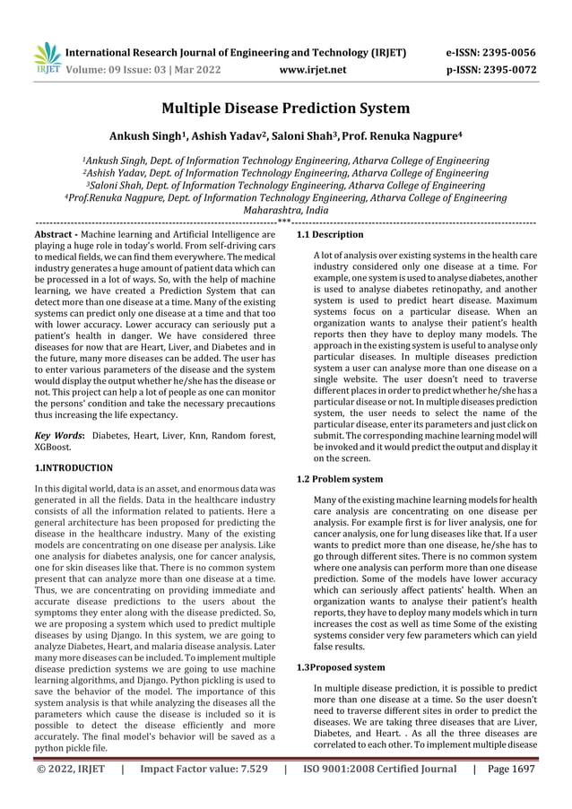 Multiple Disease Prediction System | PDF
