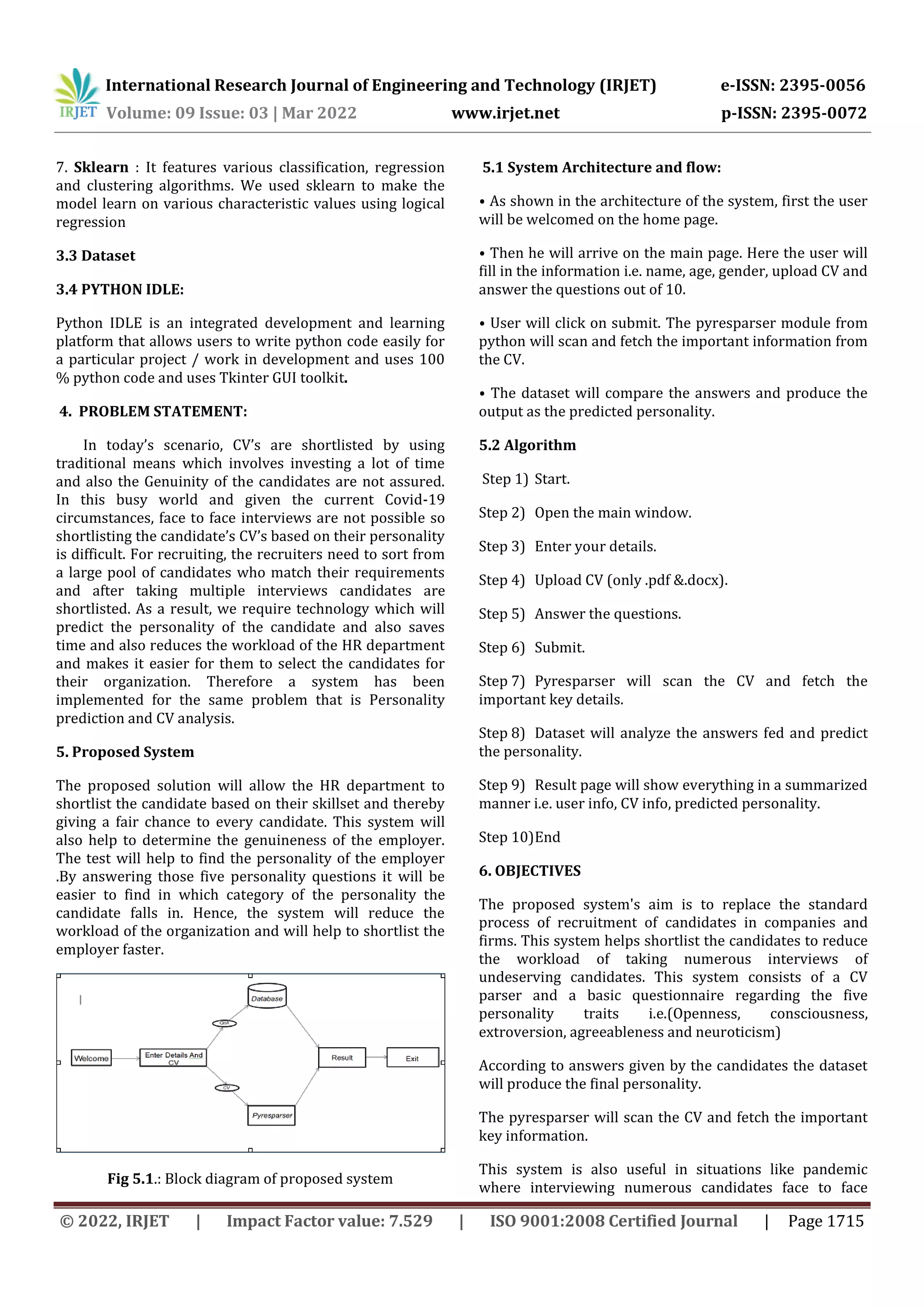 Personality Prediction and CV Analysis System | PDF