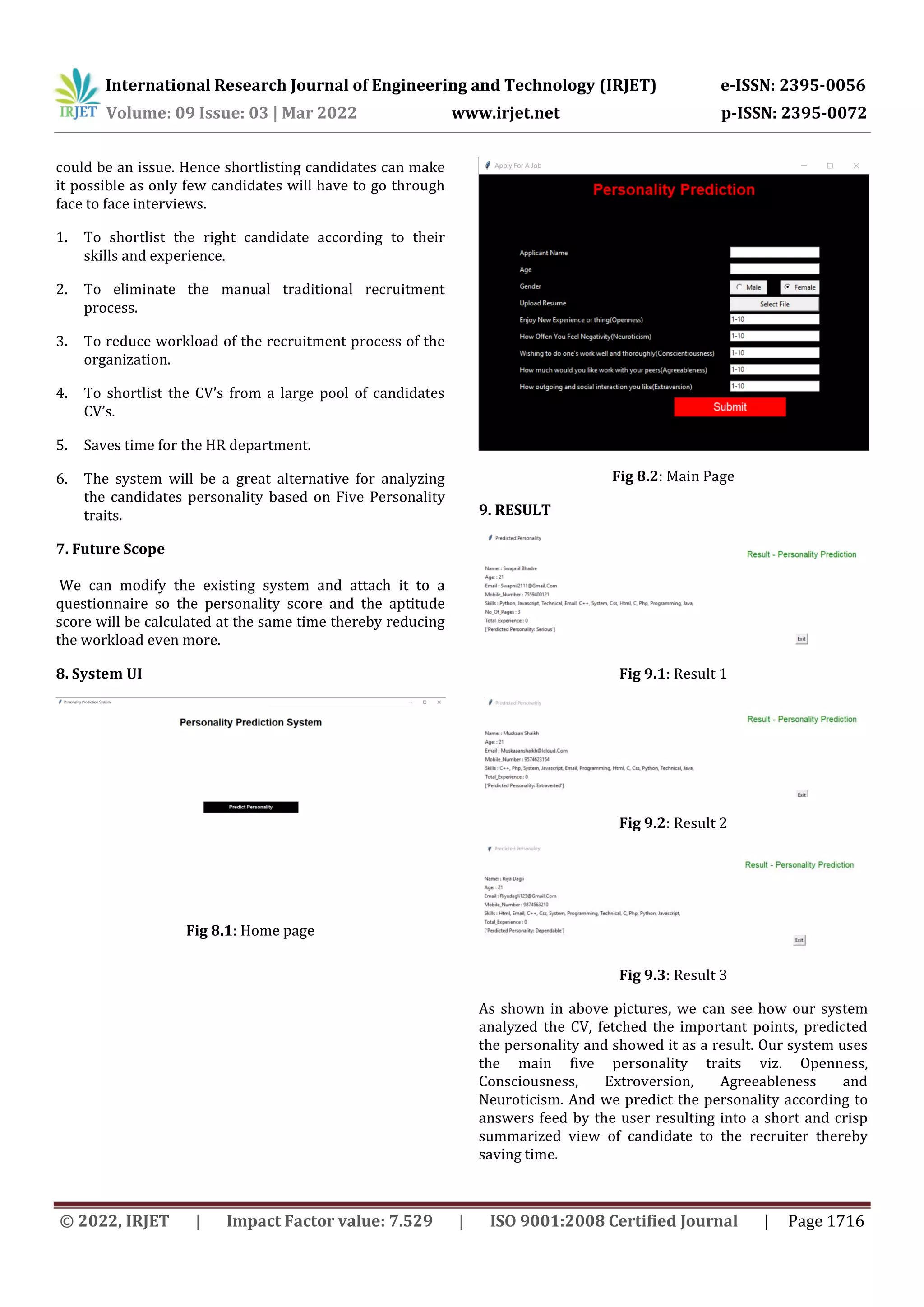 Personality Prediction and CV Analysis System | PDF