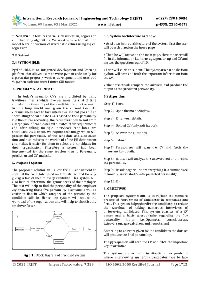 Personality Prediction and CV Analysis System | PDF