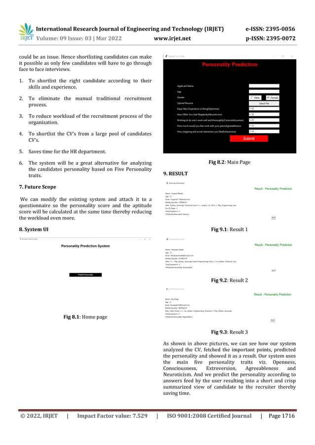 Personality Prediction and CV Analysis System | PDF