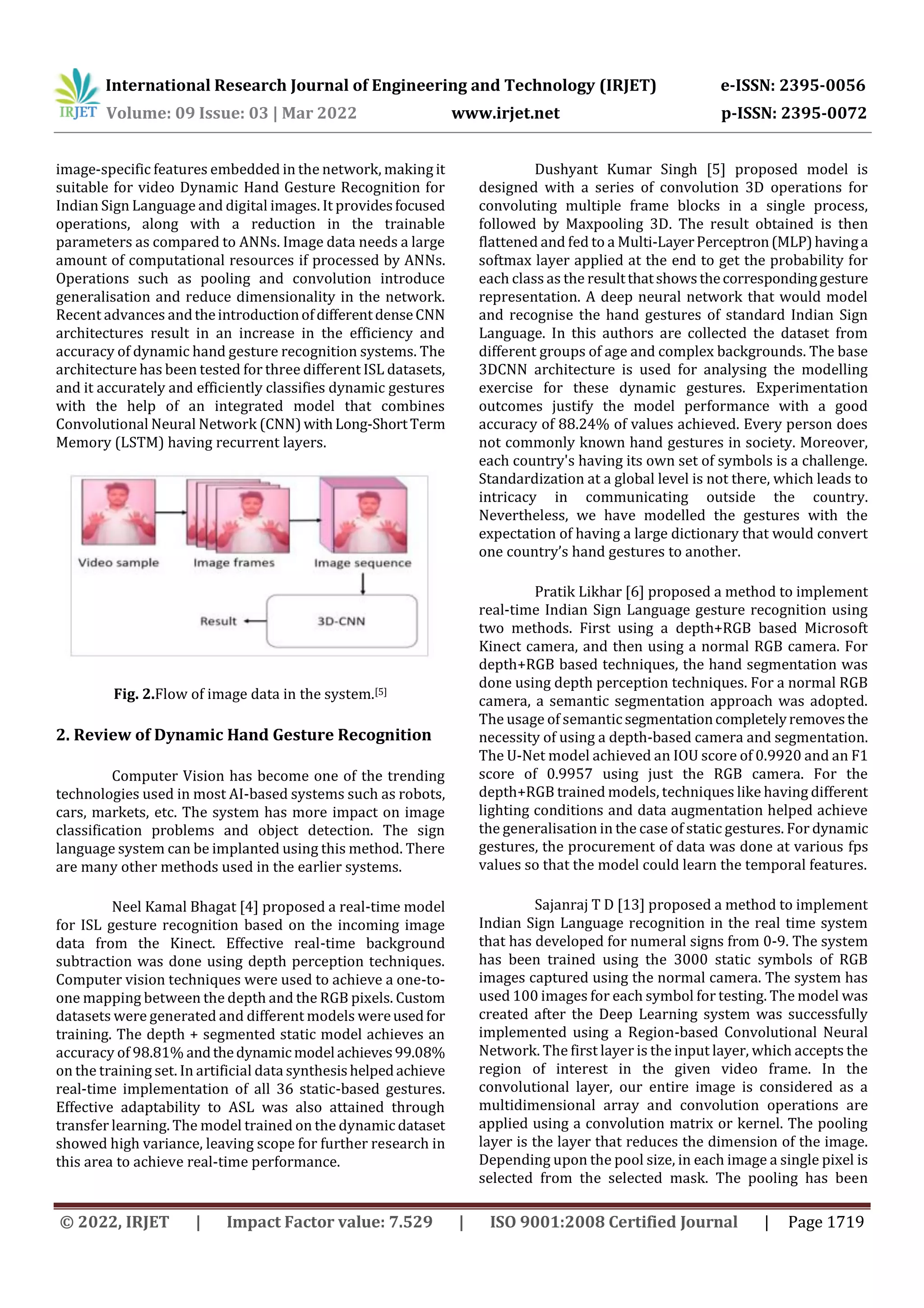 Dynamic Hand Gesture Recognition for Indian Sign Language: A Review | PDF