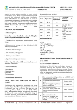 “DESIGN OF WATER DISTRIBUTION NETWORK FOR DARFAL VILLAGE BY EPANET 2.0 SOFTWARE” | PDF