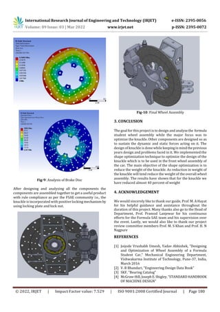 DESIGN AND ANALYSIS OF FRONT WHEEL ASSEMBLY OF A FORMULA STUDENT CAR | PDF