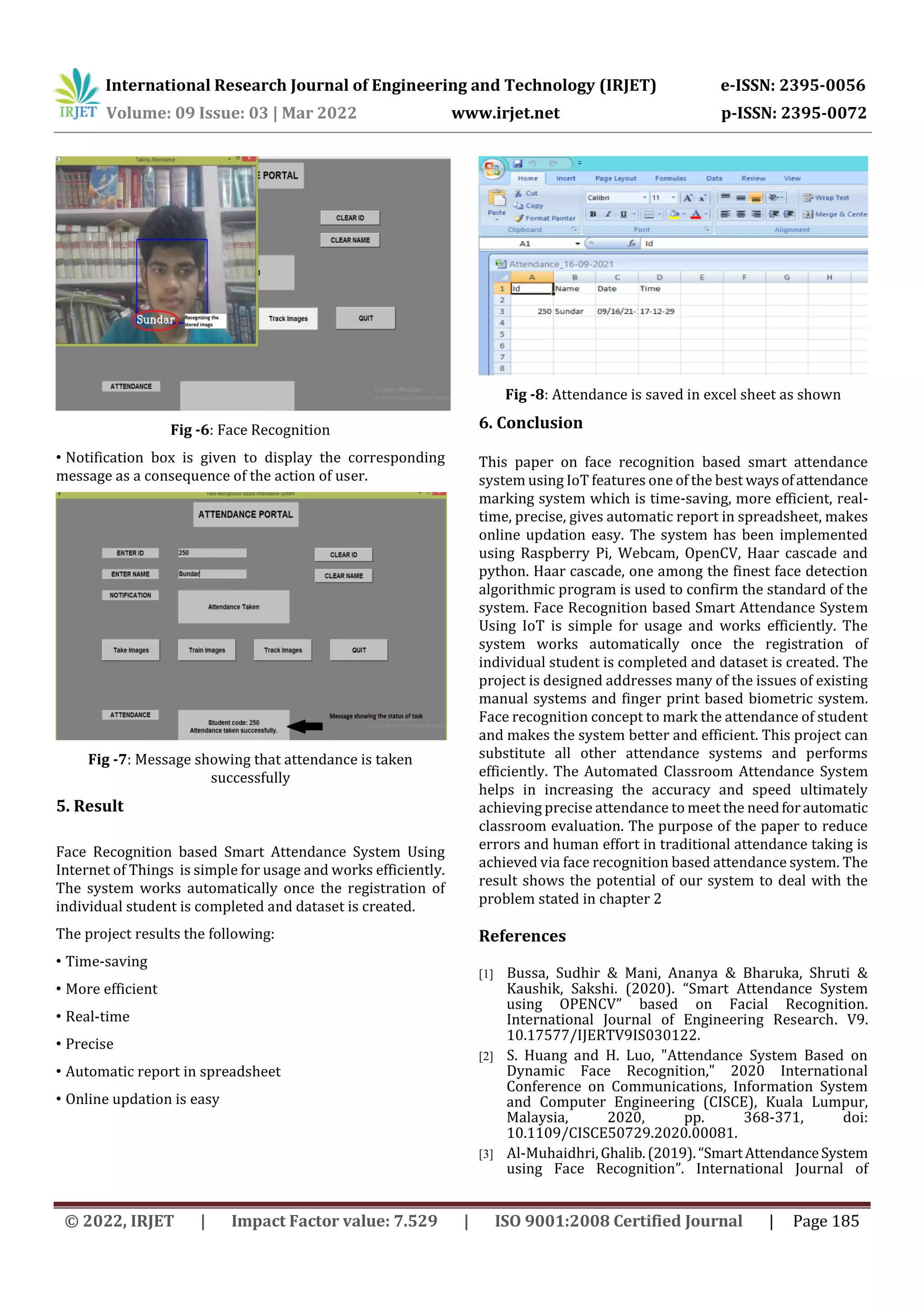 Face Recognition based Smart Attendance System Using IoT | PDF