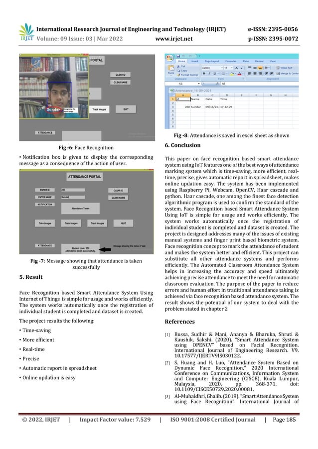 Face Recognition based Smart Attendance System Using IoT | PDF